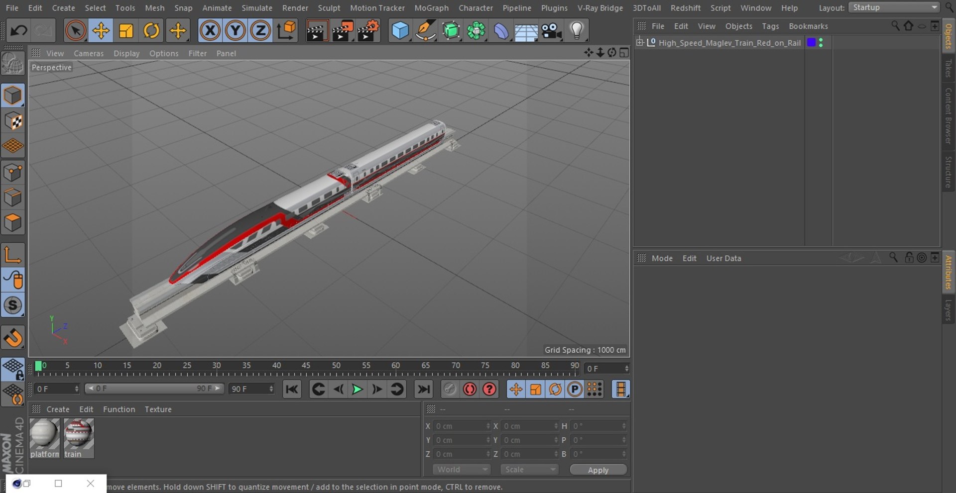 3D model High Speed Maglev Train Red on Rail - TurboSquid 2079976