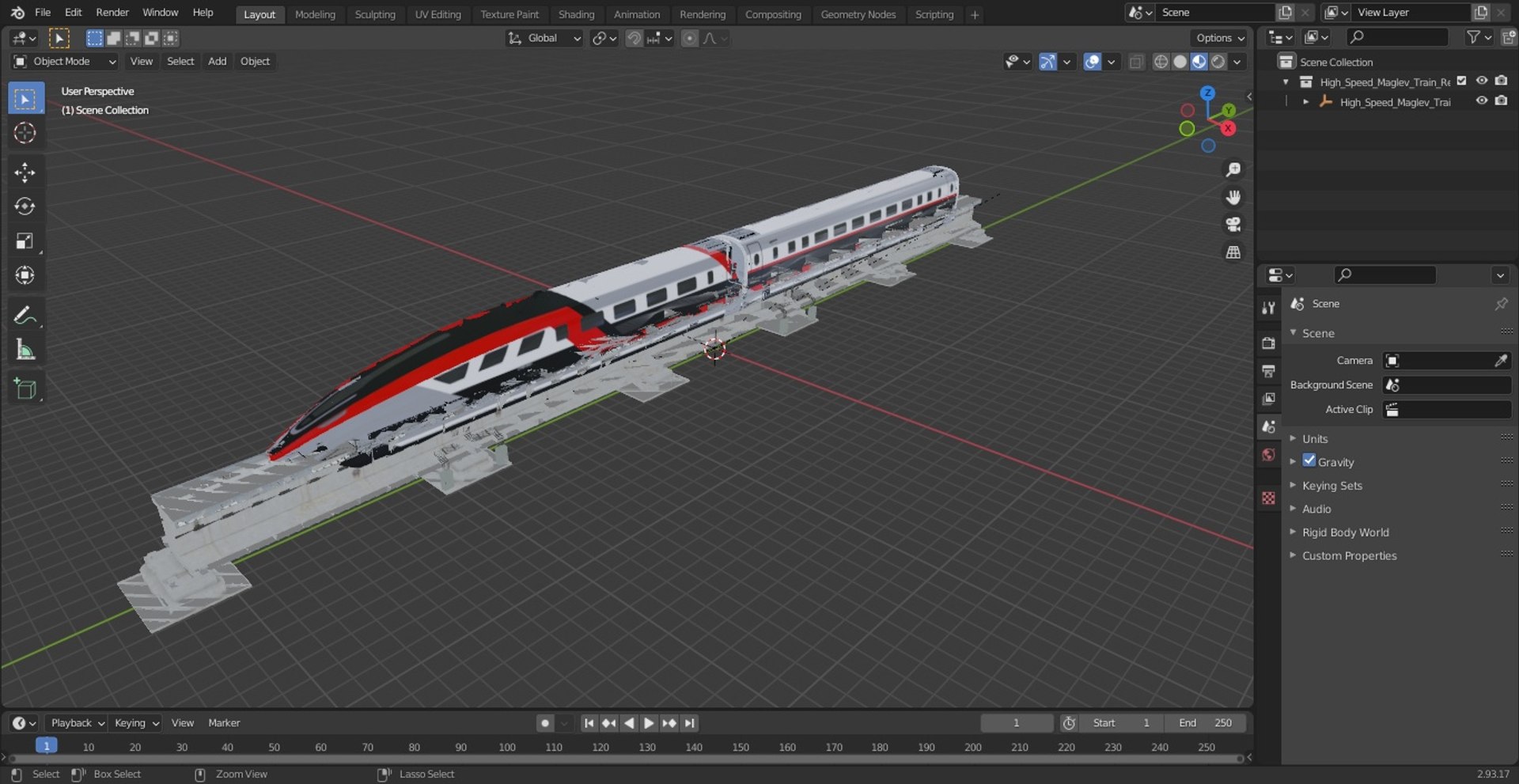 3D model High Speed Maglev Train Red on Rail - TurboSquid 2079976