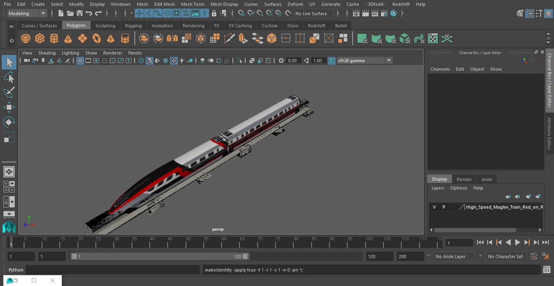 3D model High Speed Maglev Train Red on Rail - TurboSquid 2079976