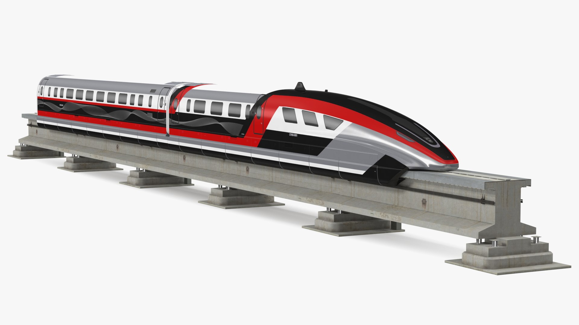 3D model High Speed Maglev Train Red on Rail - TurboSquid 2079976