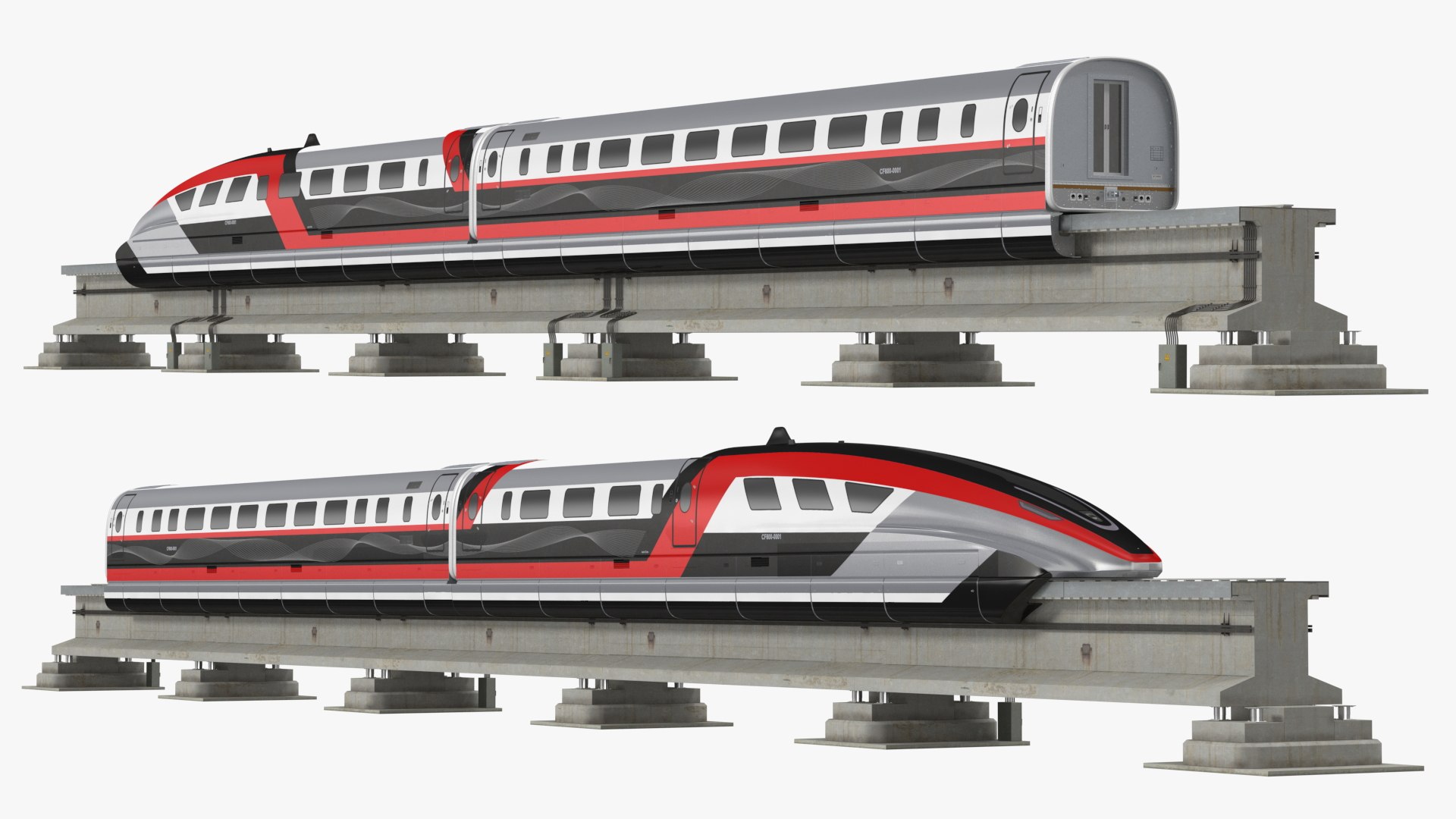 3D model High Speed Maglev Train Red on Rail - TurboSquid 2079976