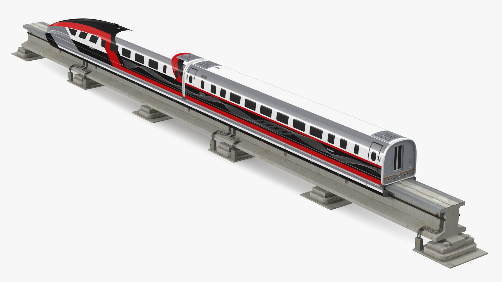 3D model High Speed Maglev Train Red on Rail - TurboSquid 2079976