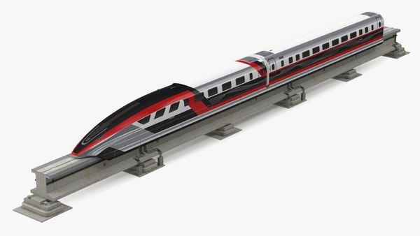 modelo 3d Tren Maglev de alta velocidad rojo sobre carril - TurboSquid 2079976