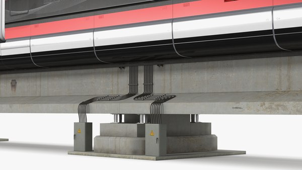 modelo 3d Tren Maglev de alta velocidad rojo sobre carril - TurboSquid 2079976