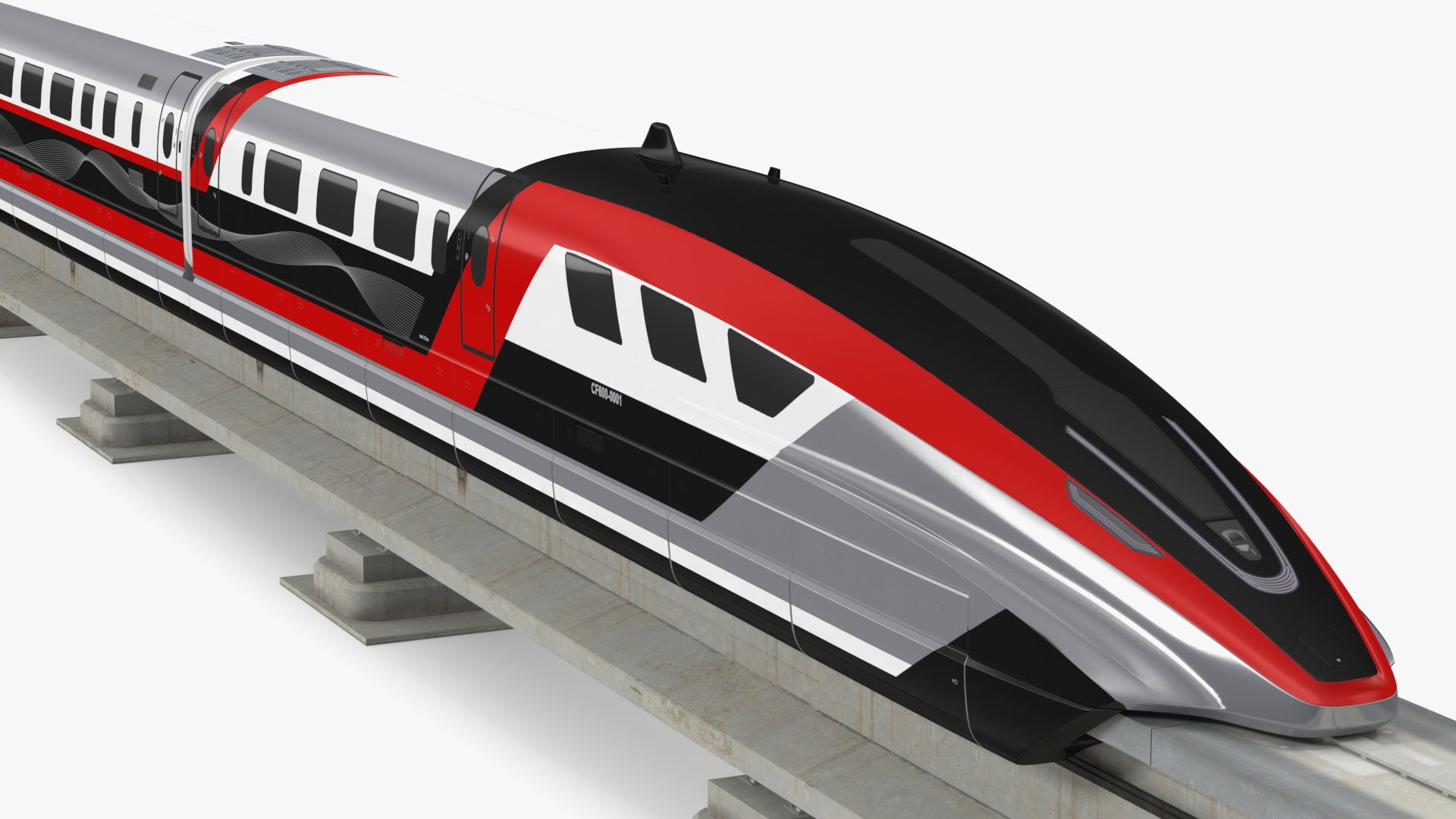 3D model High Speed Maglev Train Red on Rail - TurboSquid 2079976