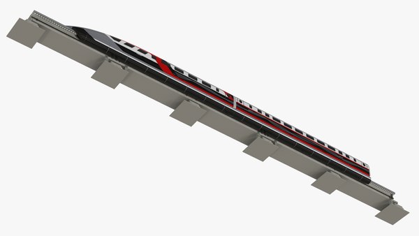 modelo 3d Tren Maglev de alta velocidad rojo sobre carril - TurboSquid 2079976