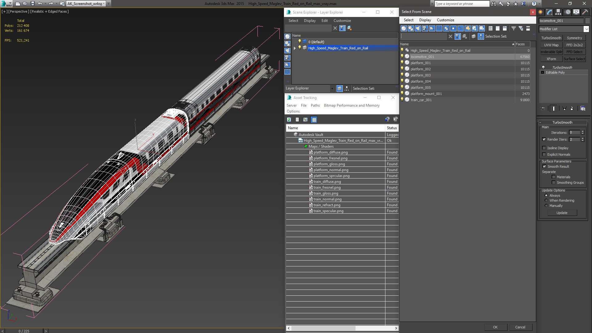 3D model High Speed Maglev Train Red on Rail - TurboSquid 2079976