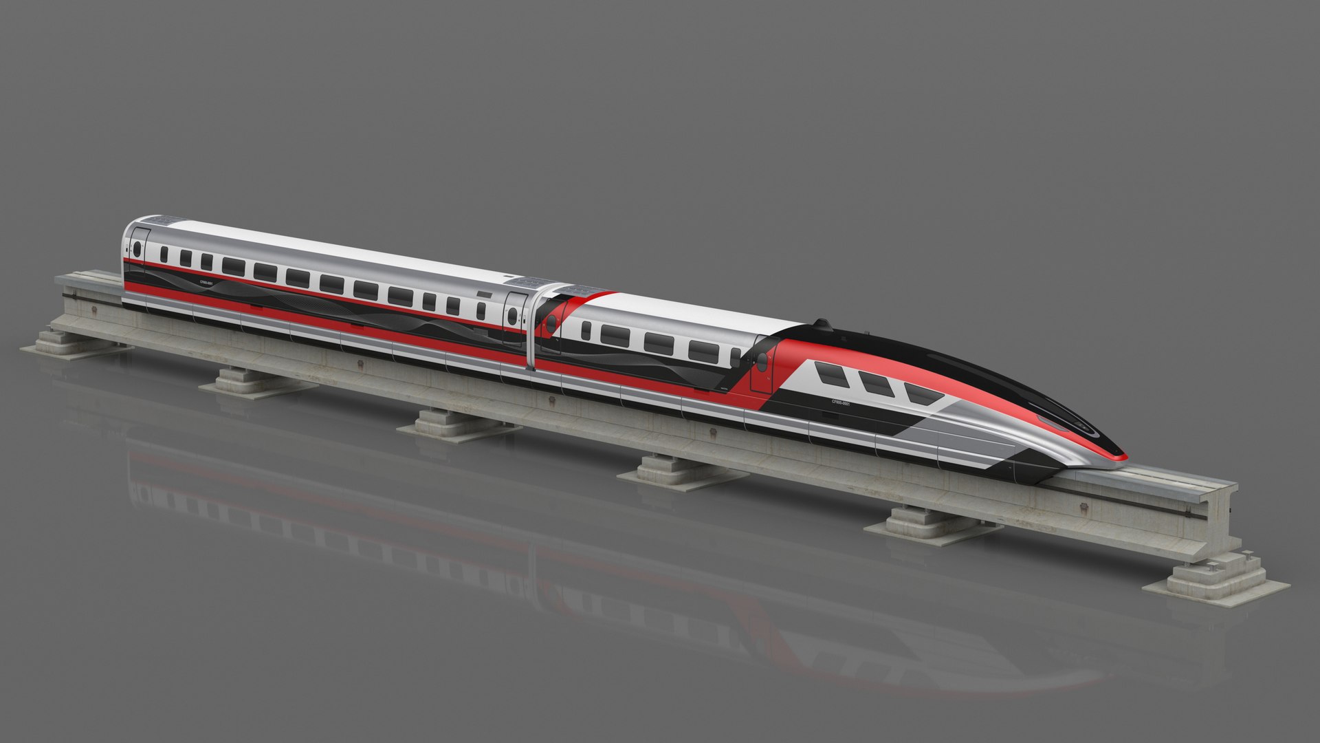 3D model High Speed Maglev Train Red on Rail - TurboSquid 2079976