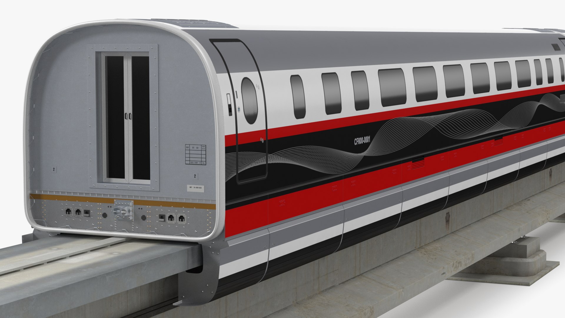 3D model High Speed Maglev Train Red on Rail - TurboSquid 2079976