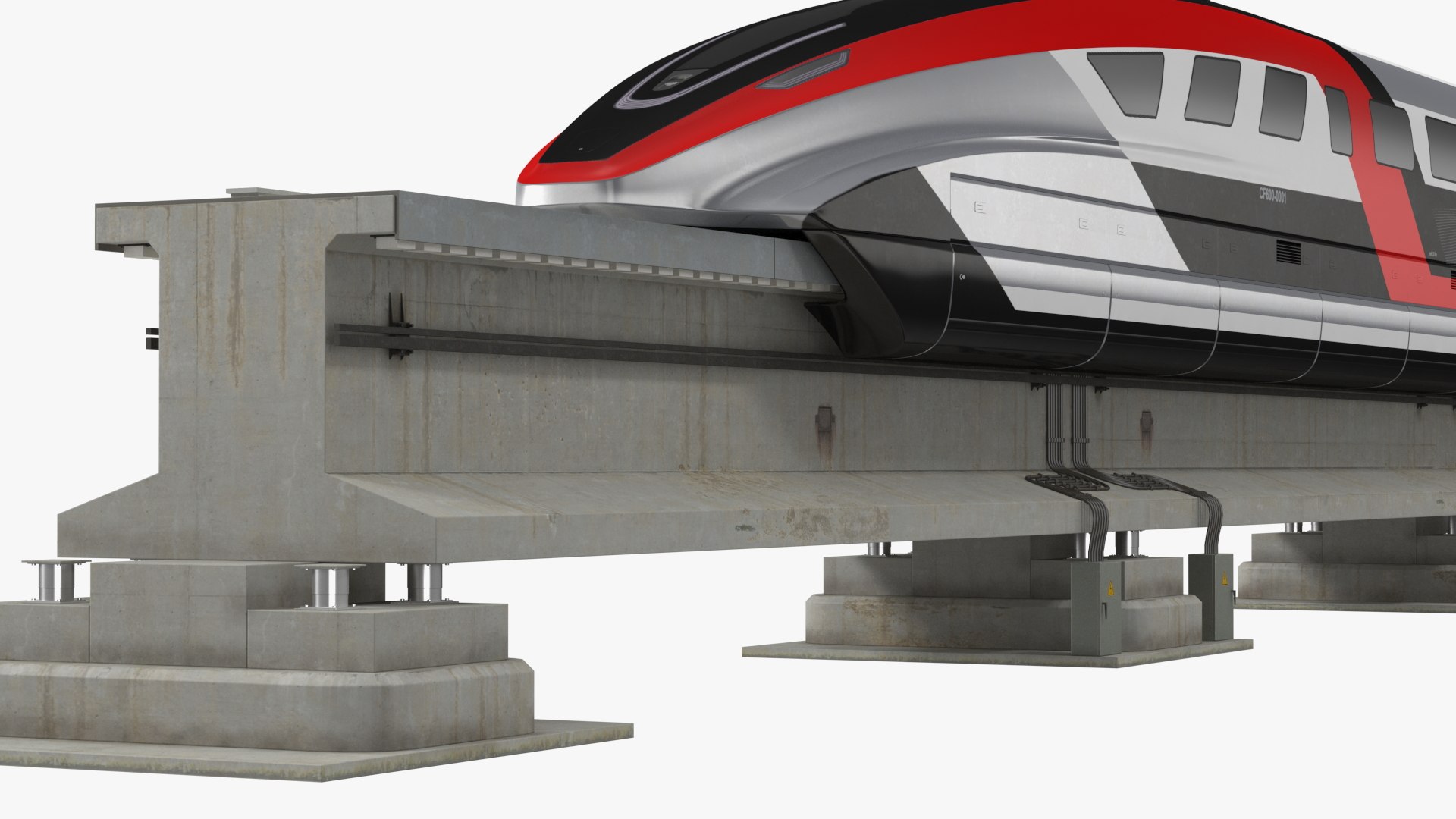 3D model High Speed Maglev Train Red on Rail - TurboSquid 2079976