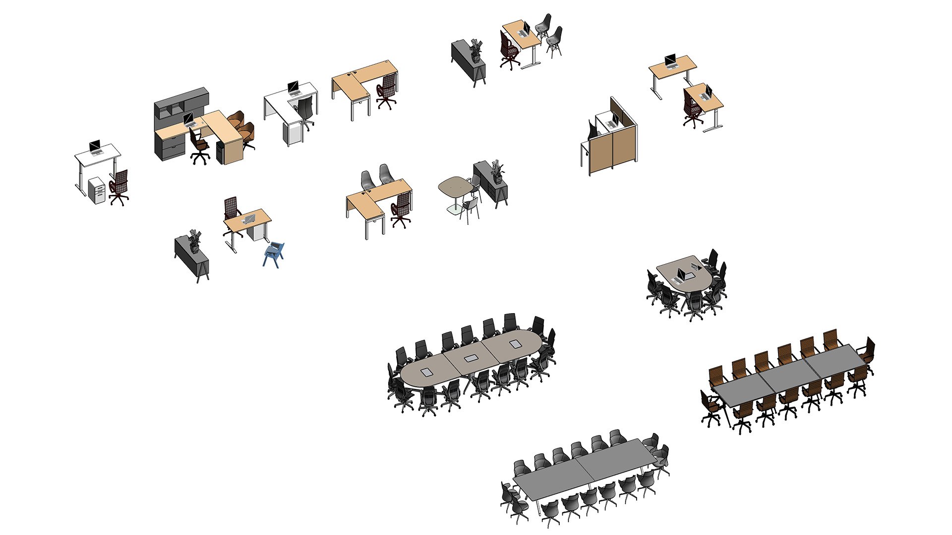 Modern Revit Office Furniture Pack 3D Model - TurboSquid 2301617