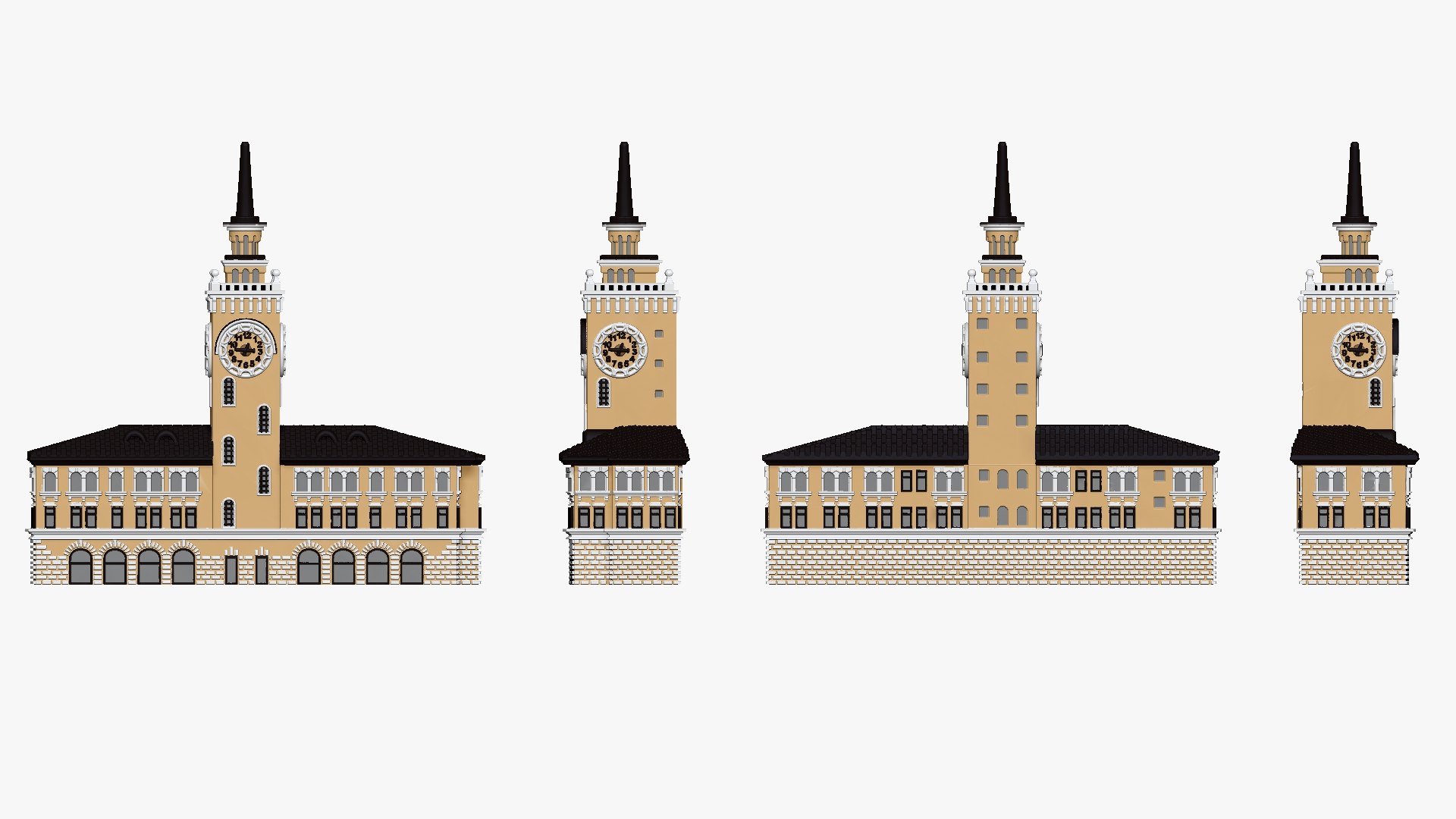 001148 Clock Tower Station 3D Model - TurboSquid 1721263