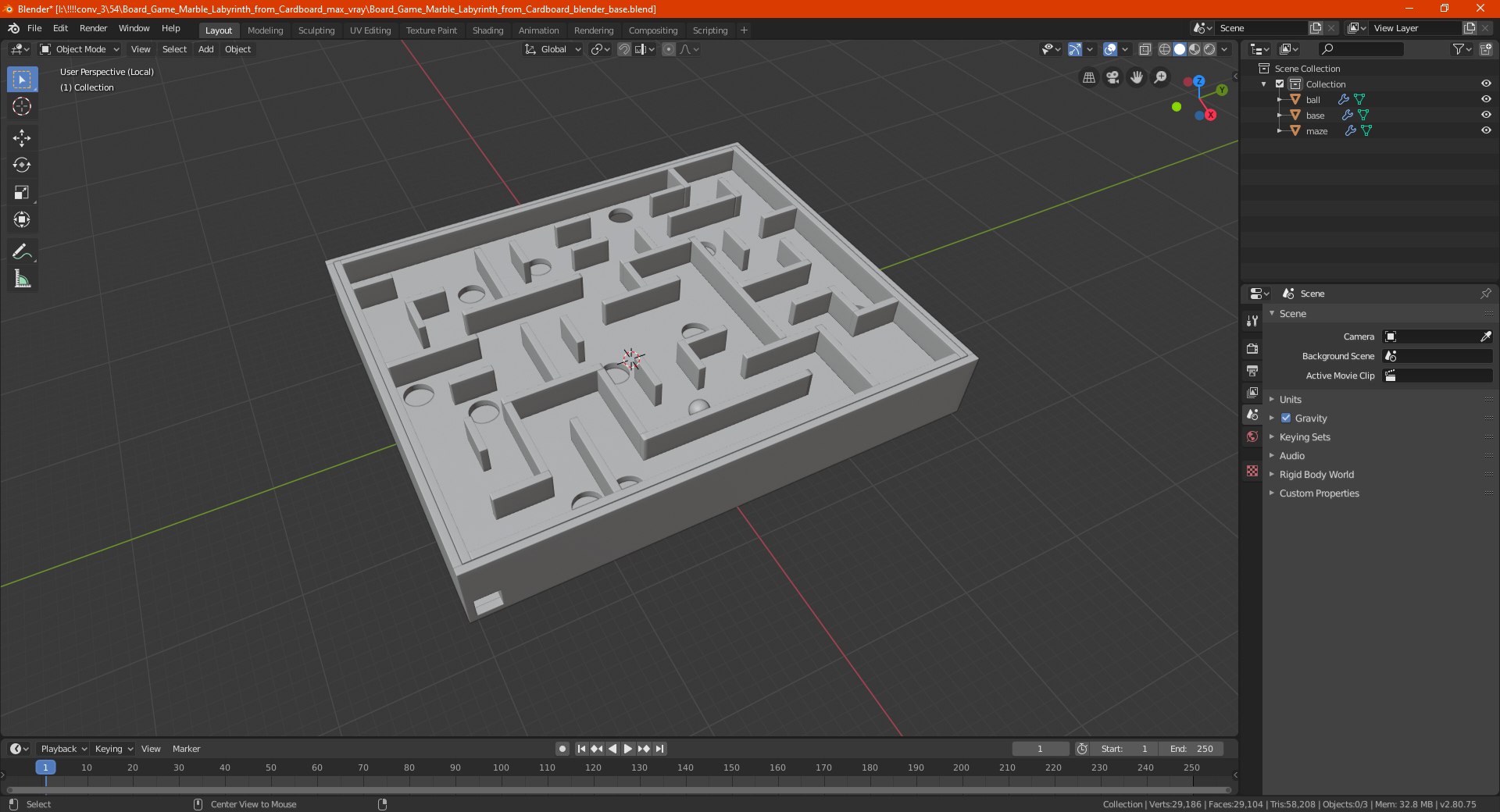 Board Game Marble Labyrinth from Cardboard 3D model - TurboSquid 1782440