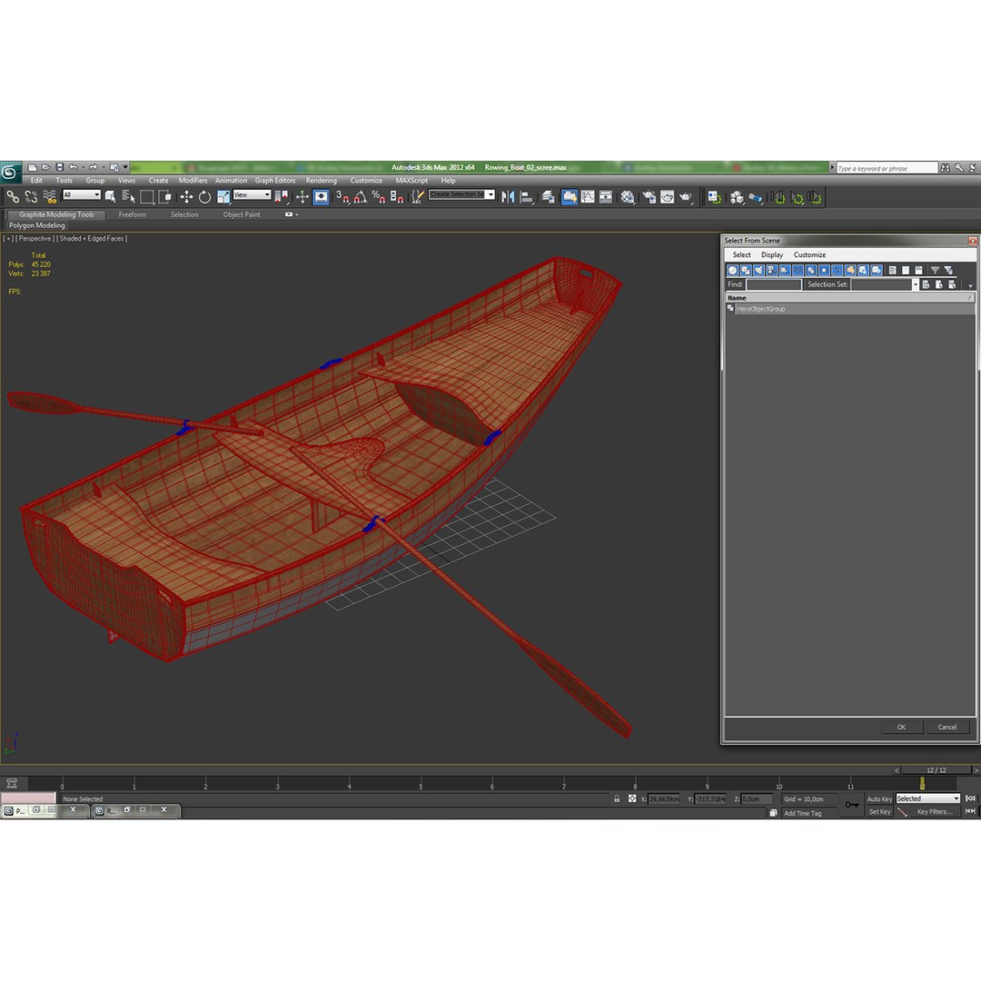 rowing boat 2 modeled 3d model