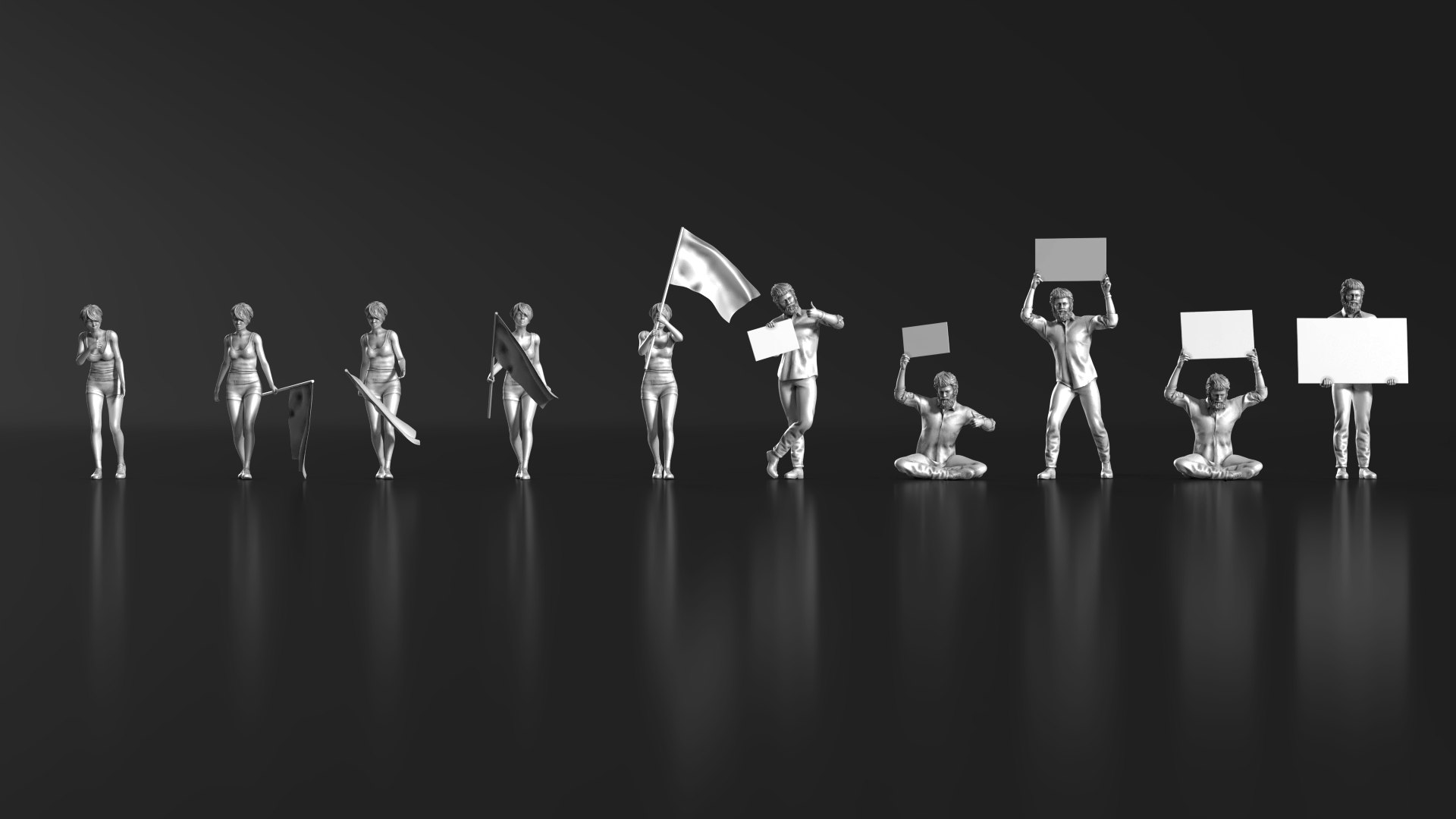 3D HD People 04 Sign Protest - TurboSquid 1868530