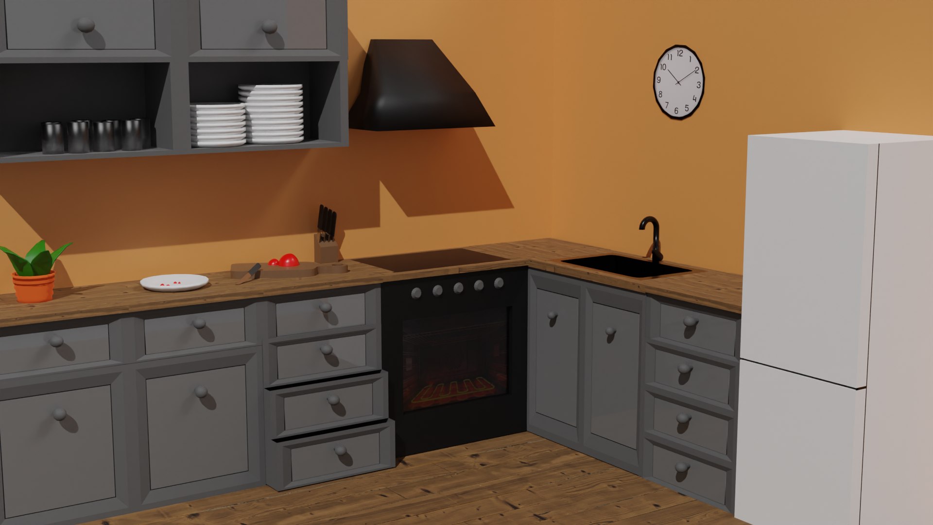 Kitchen Low Poly Model - TurboSquid 2199014