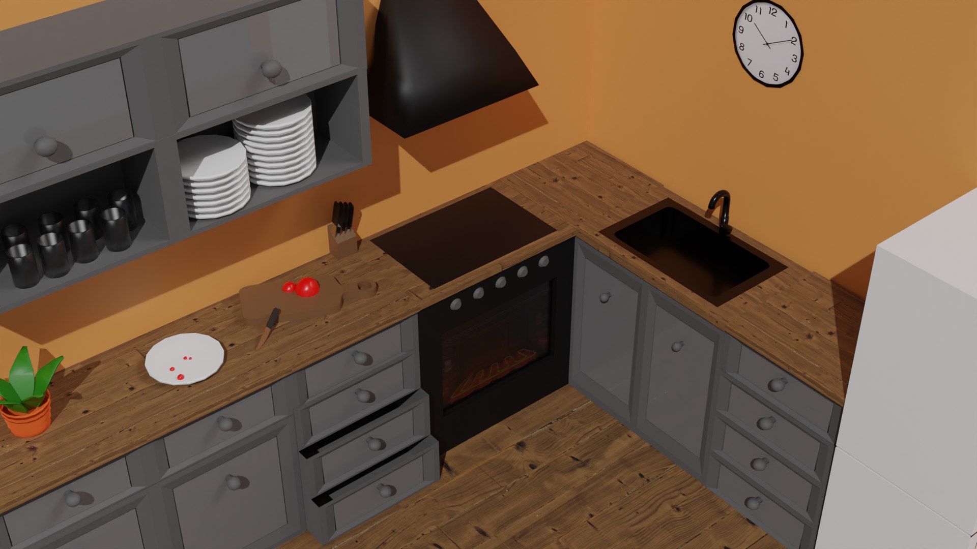 Kitchen Low Poly Model - TurboSquid 2199014
