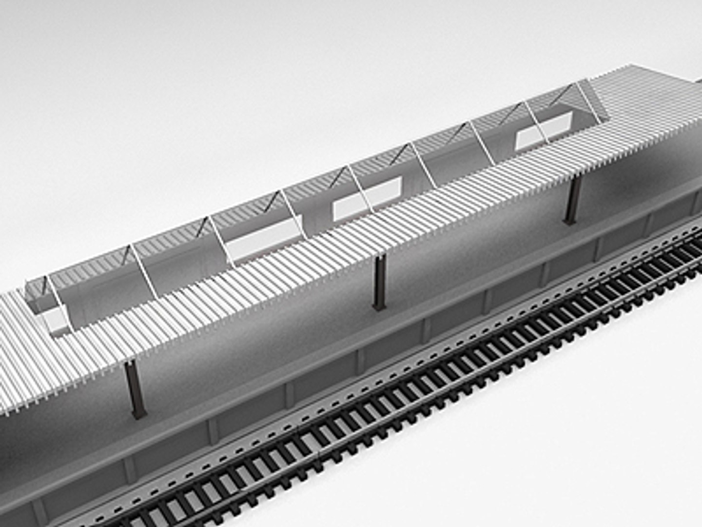 Uni-track Sided Railway Station 3d Model