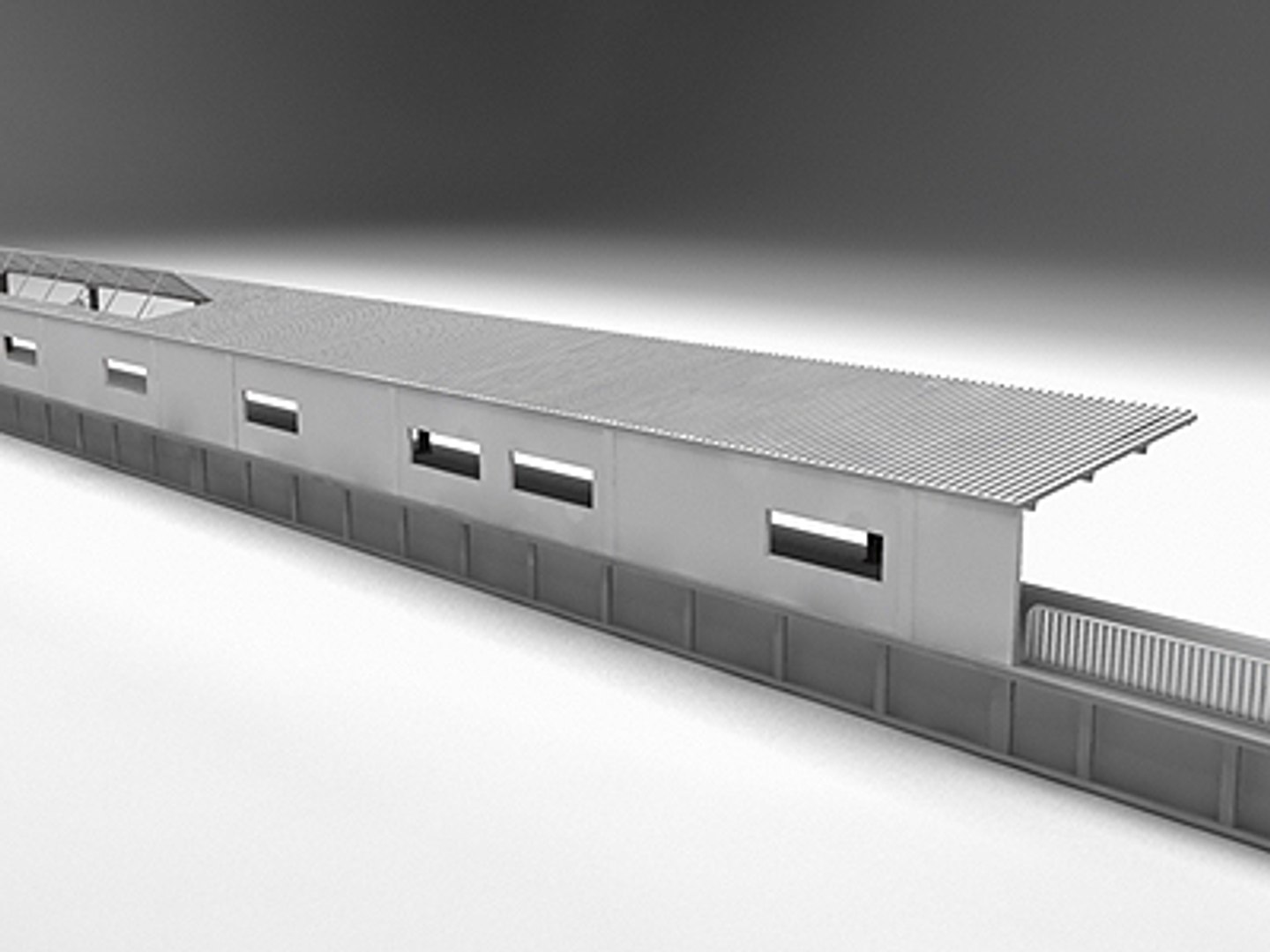 Uni-track Sided Railway Station 3d Model