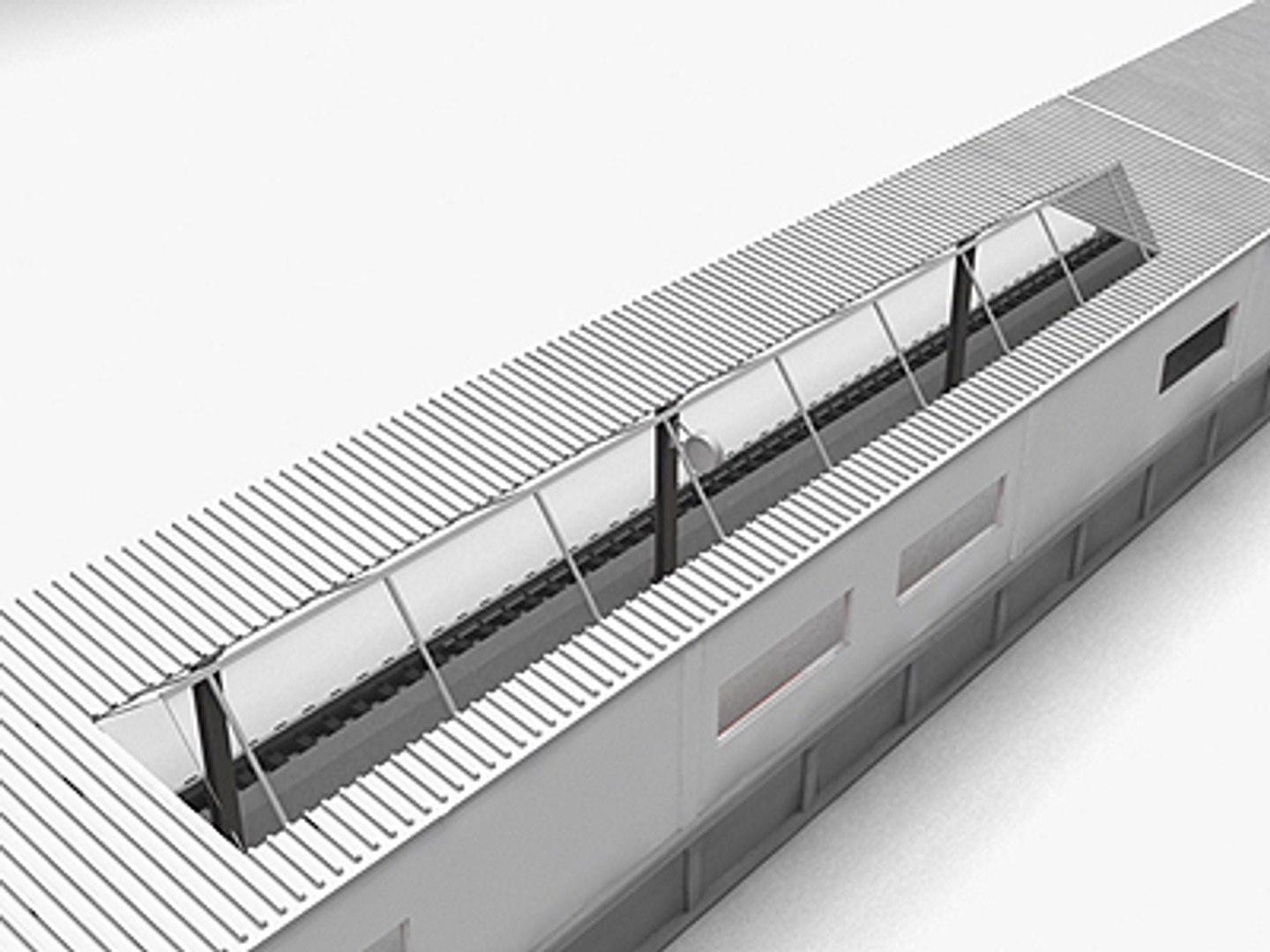 Uni-track Sided Railway Station 3d Model