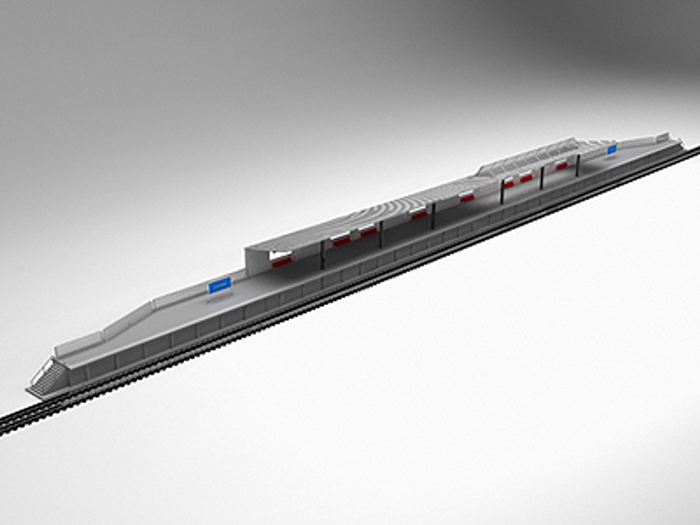 Uni-track Sided Railway Station 3d Model