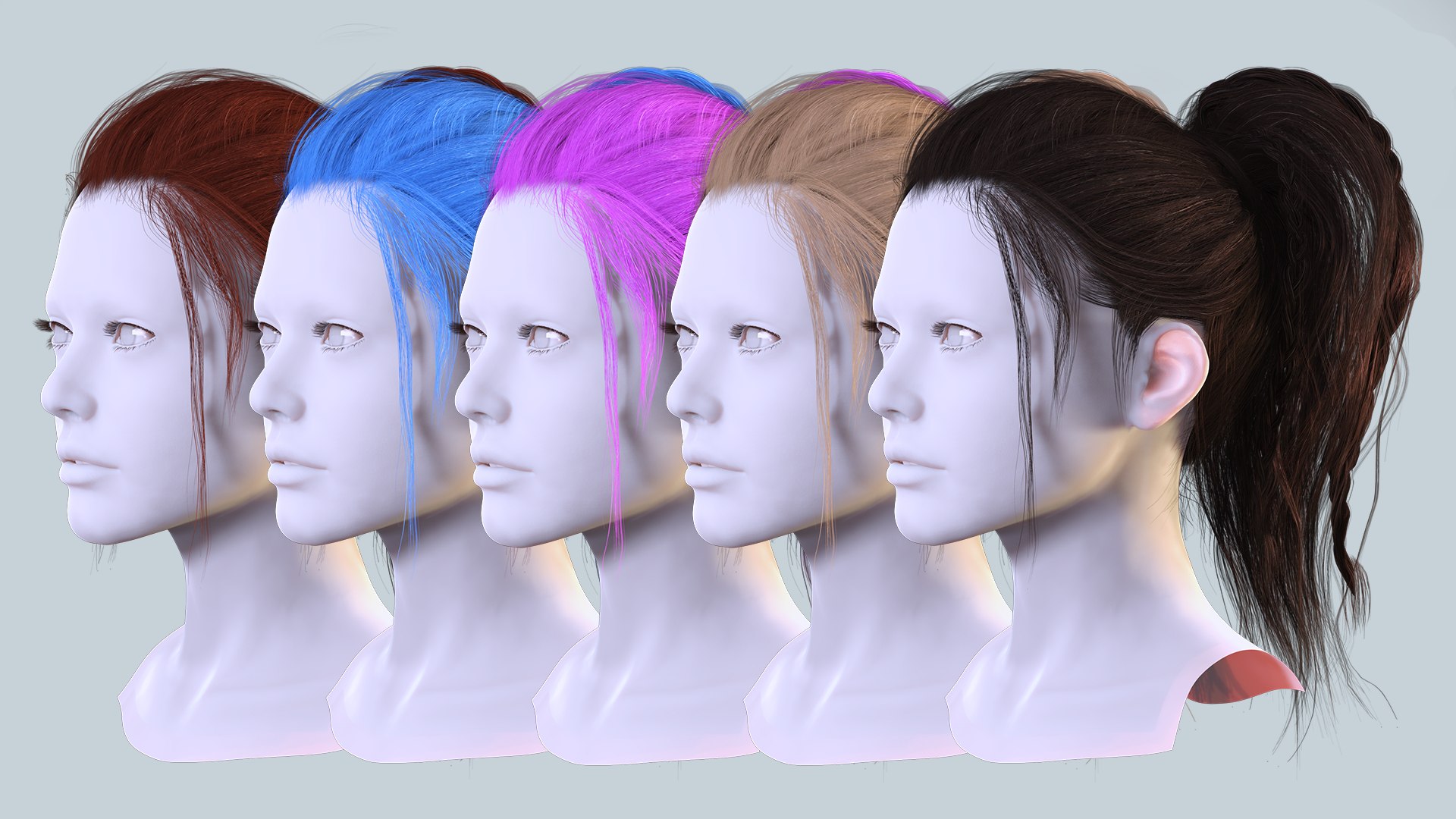 3D Loose High Ponytail With Strands - Realistic 3D Hair Model ...