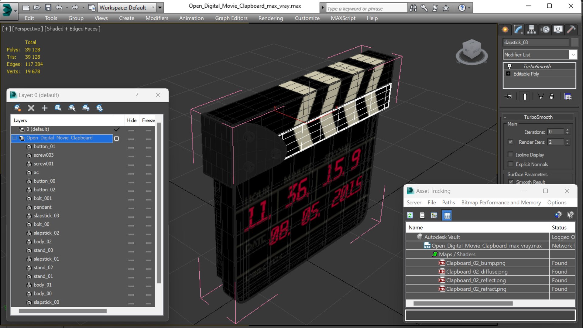 3D Open Digital Movie Clapboard - TurboSquid 2117703