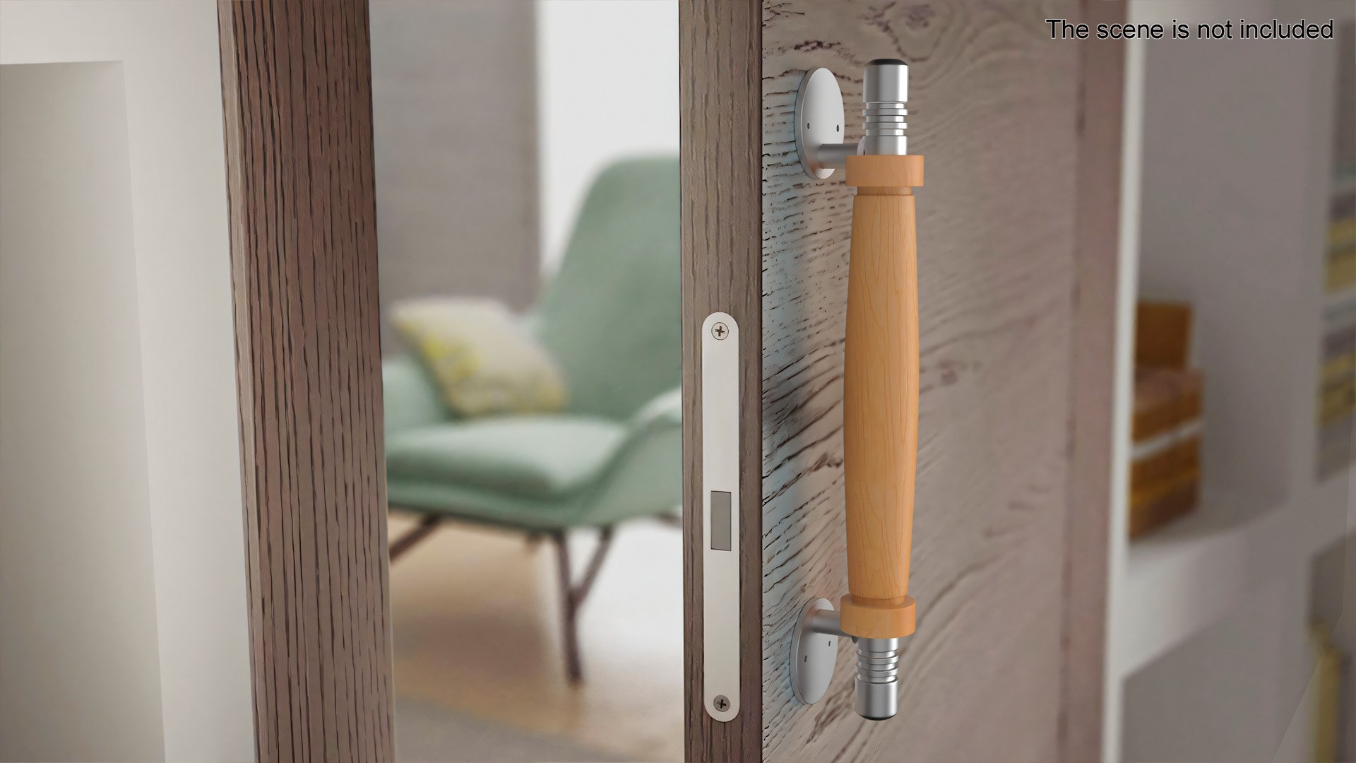3D Door Metal Handle With Wooden Oval Insert Model - TurboSquid 2232365