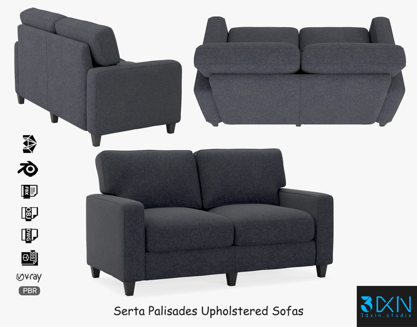 Serta Palisades Upholstered Sofa 3D model - TurboSquid 2153208