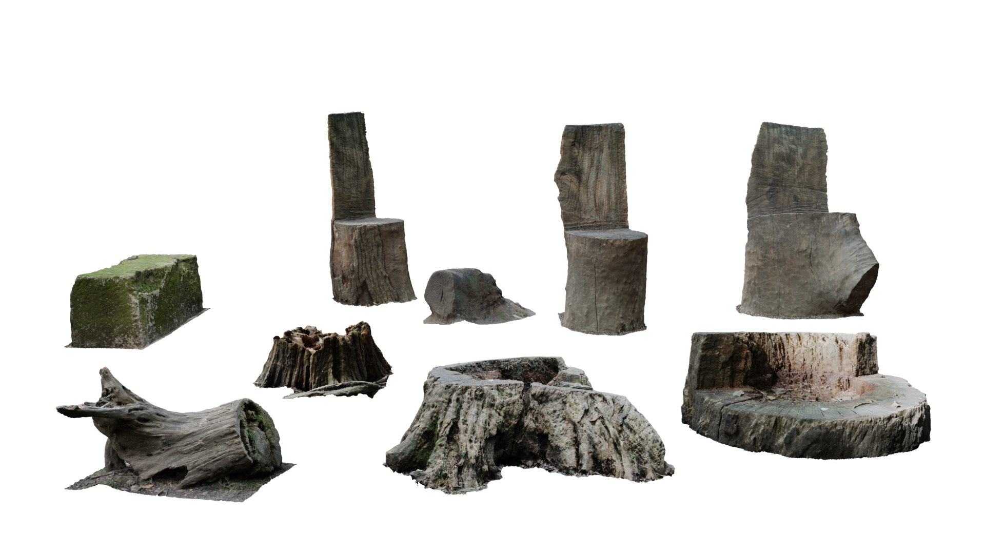 Urban Nature Collection Tree Trunks Model - TurboSquid 1804345