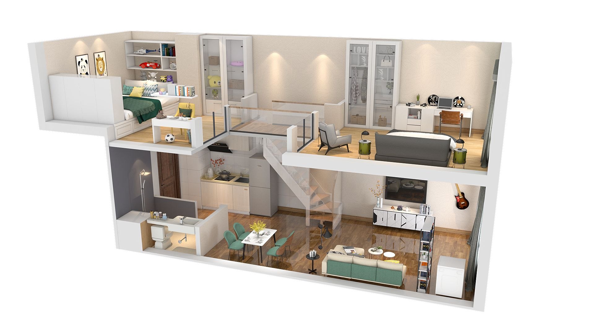 Floorplan Apartment Duplex 3D Model - TurboSquid 1576735