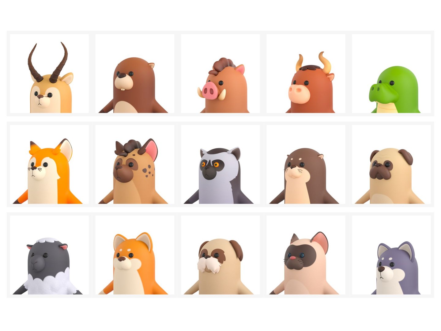 3D Cartoon Animals Model Pack 3 - TurboSquid 2021661
