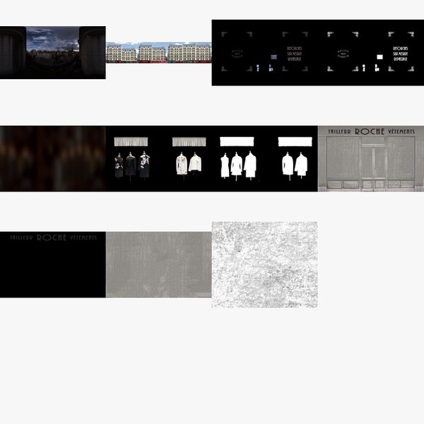 typical paris shop facade 3d lwo