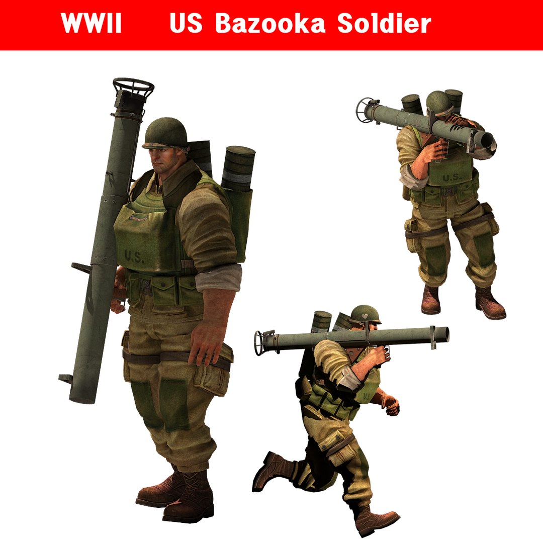 3D WW2 USA Bazooka Soldier - TurboSquid 1898223