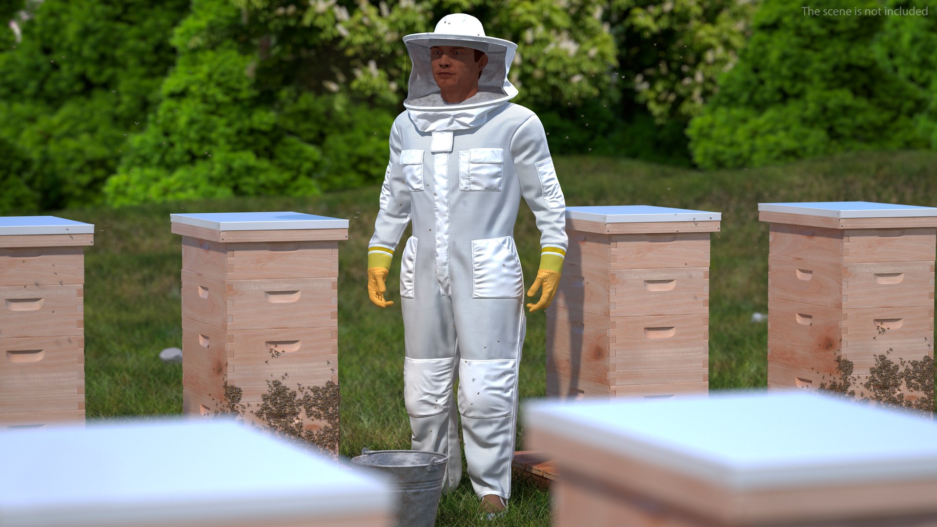 3D model man wearing beekeeping suit - TurboSquid 1649337