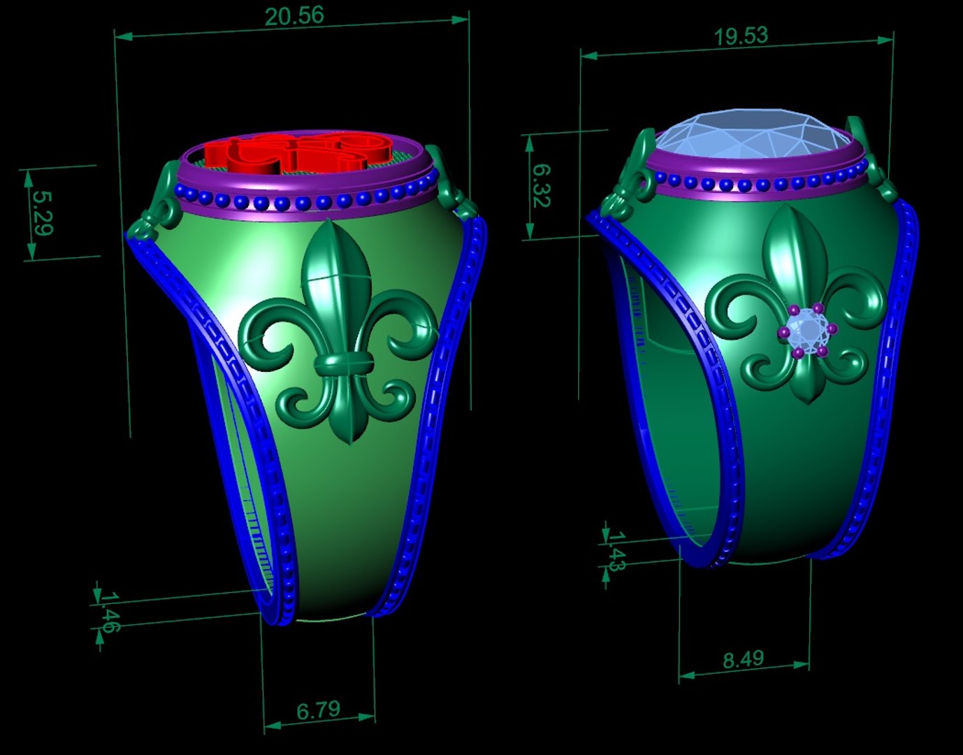 3D Signet Ring Royal Lily - TurboSquid 1610016