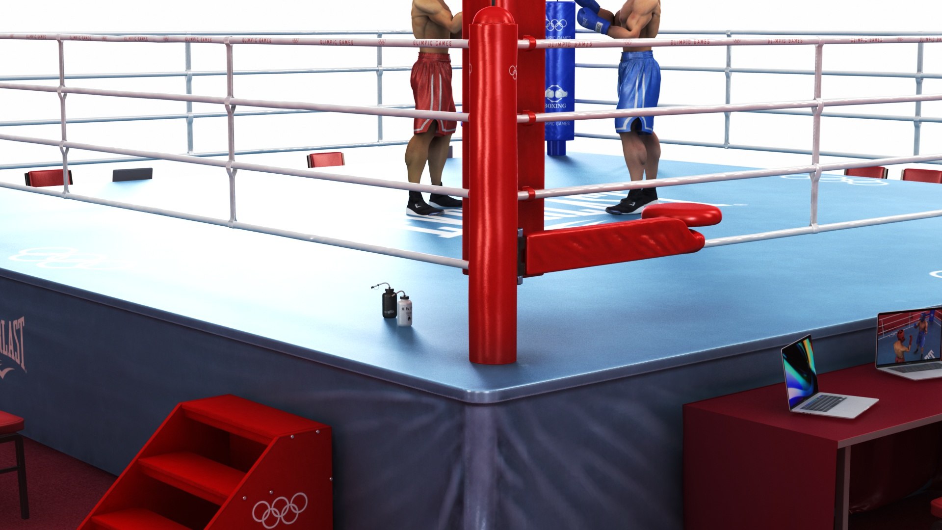 Detailed Boxing Ring With Boxer 3D Model - TurboSquid 1960280