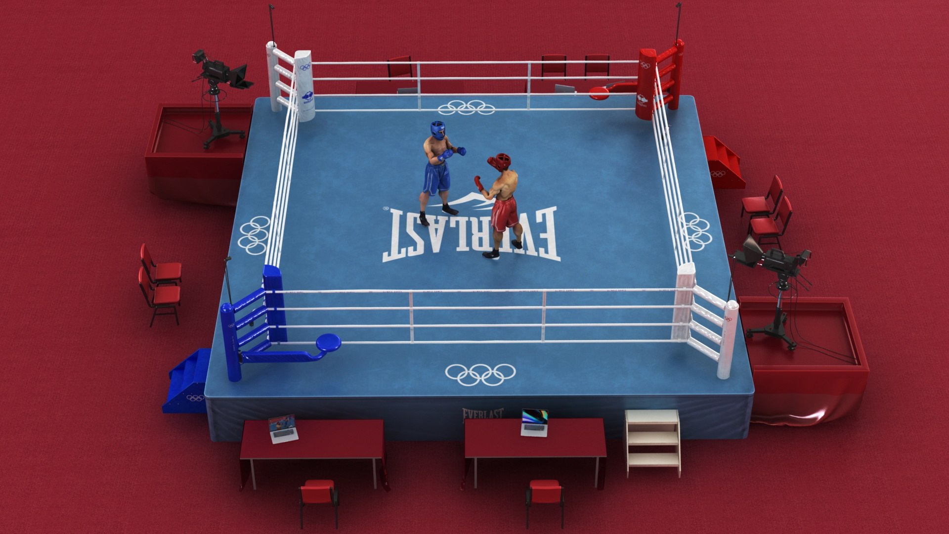 Detailed Boxing Ring With Boxer 3D Model - TurboSquid 1960280