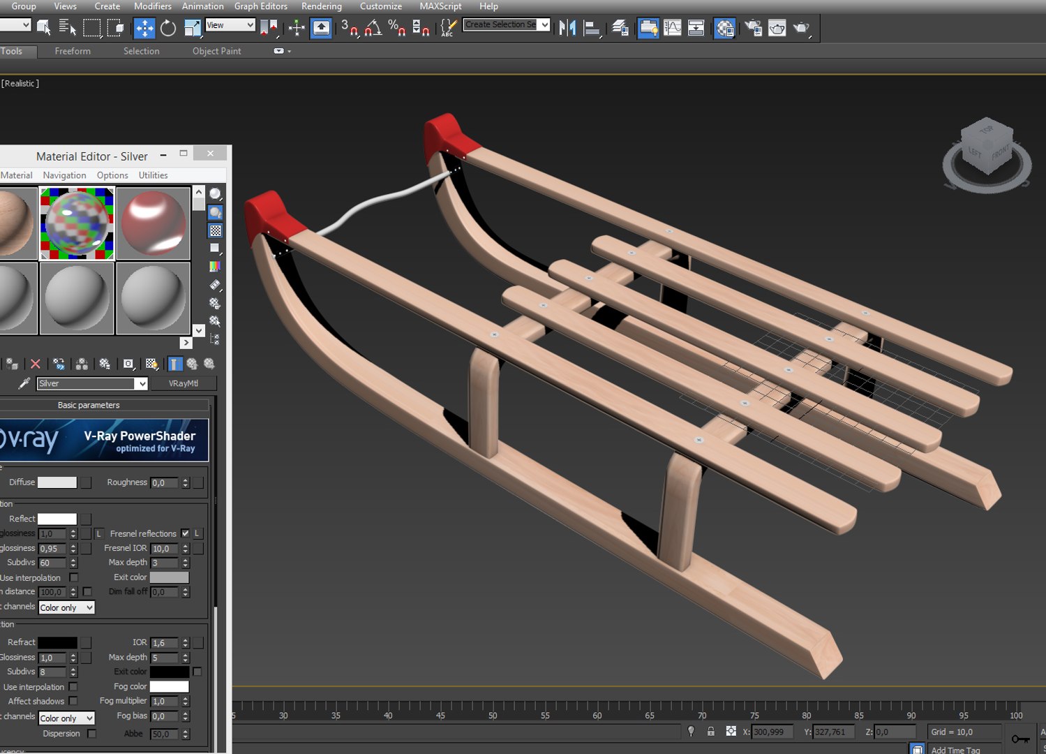 max wooden sledge modelled