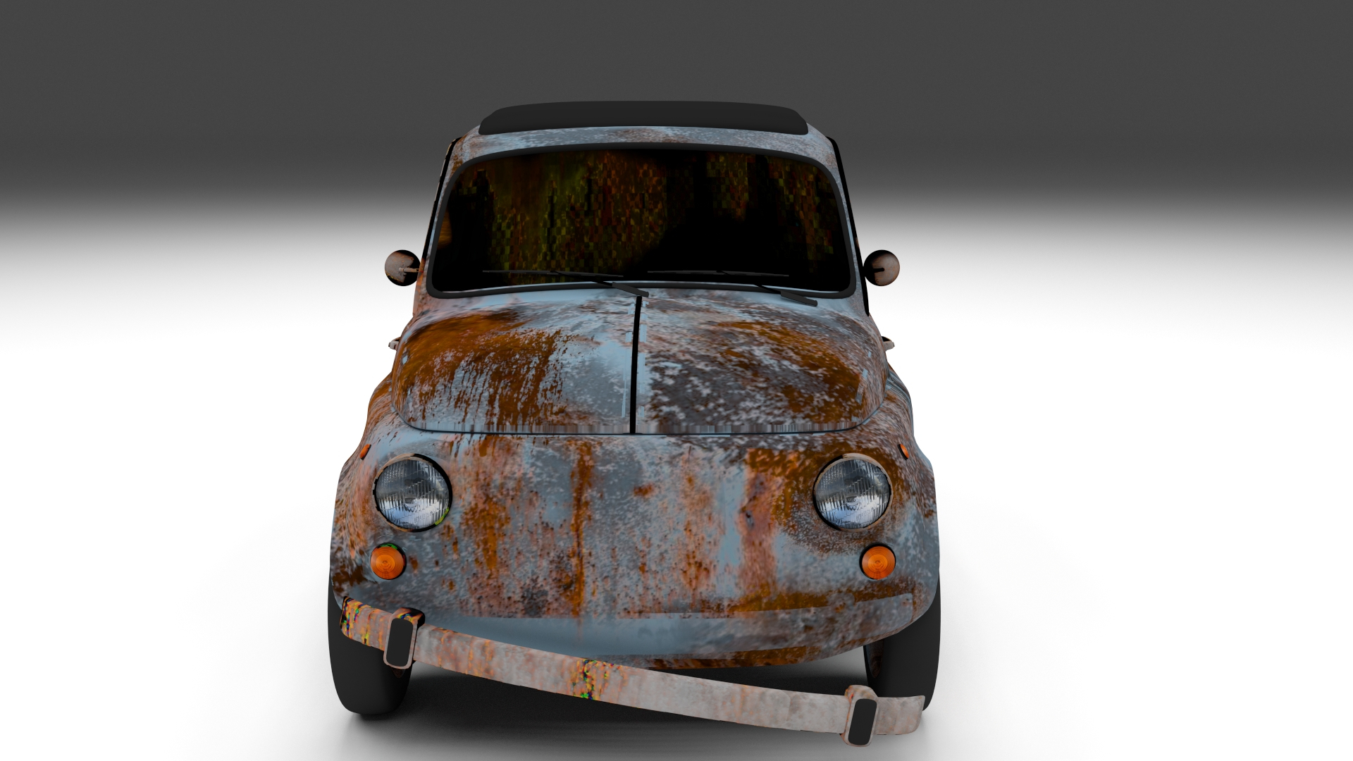 3d rusty 1957 fiat 500