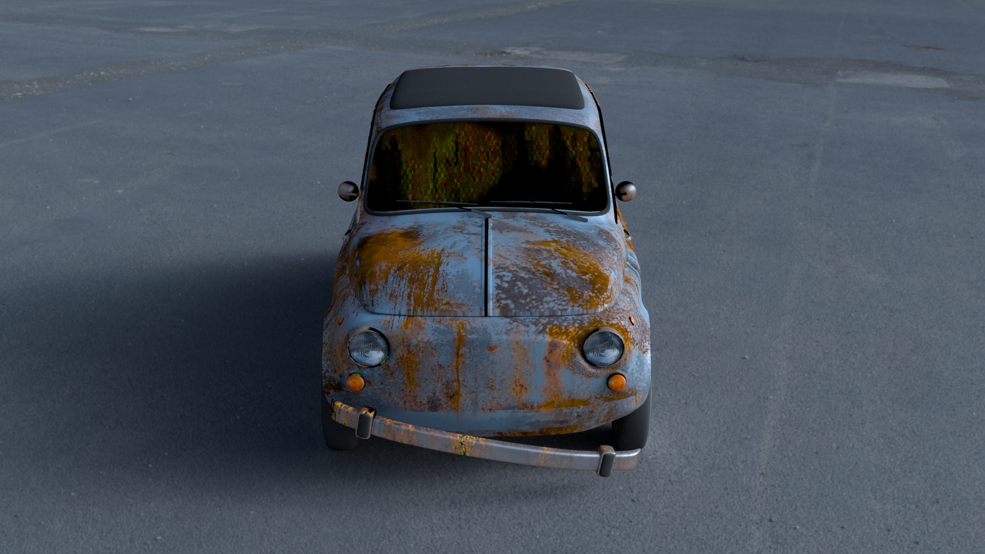 3d rusty 1957 fiat 500