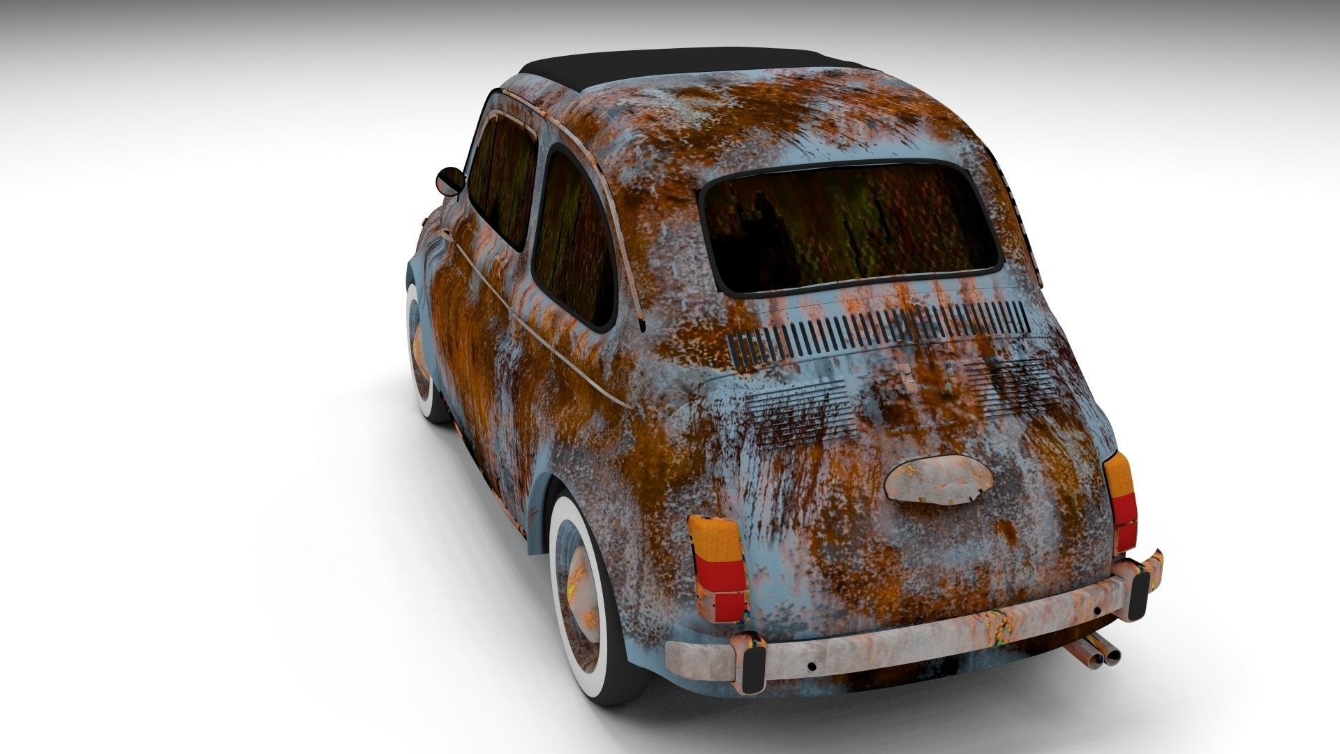 3d rusty 1957 fiat 500