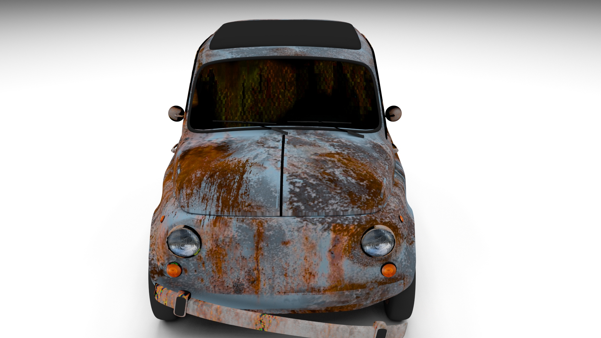 3d rusty 1957 fiat 500