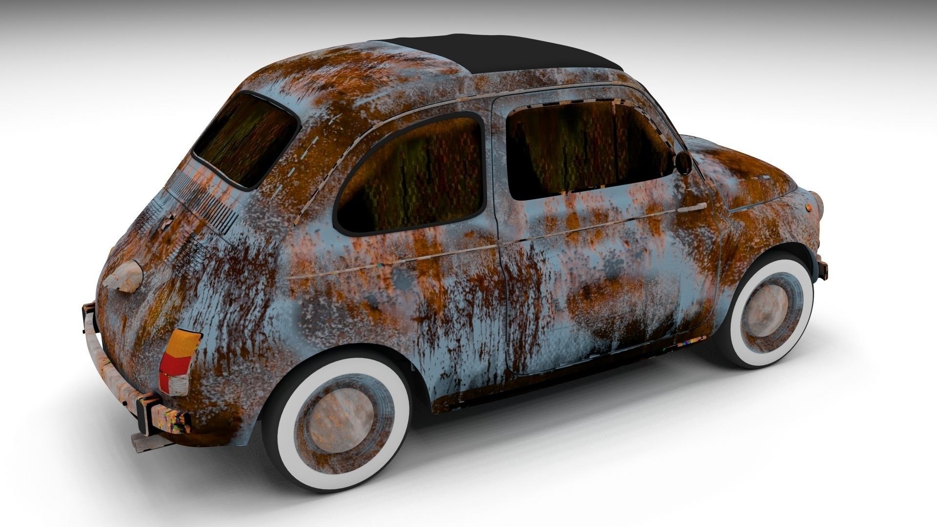 3d rusty 1957 fiat 500