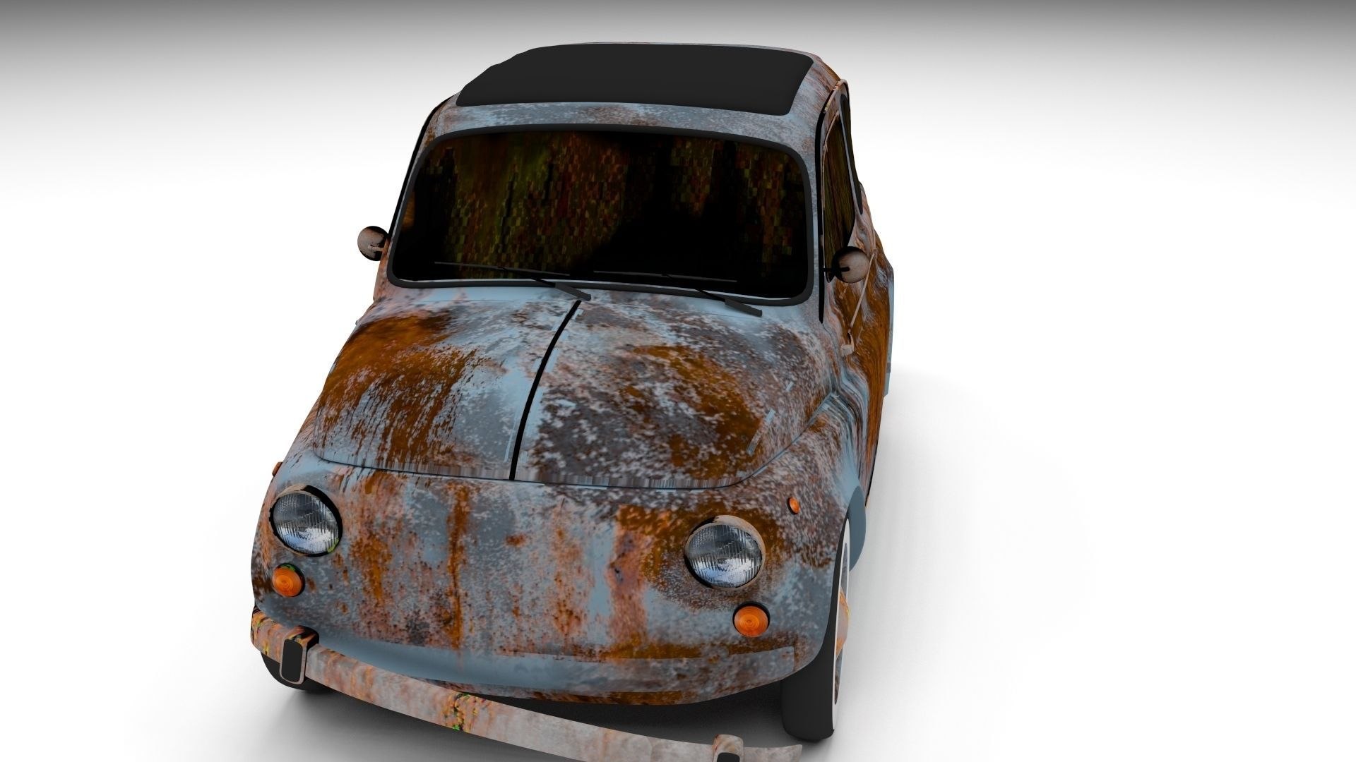 3d rusty 1957 fiat 500