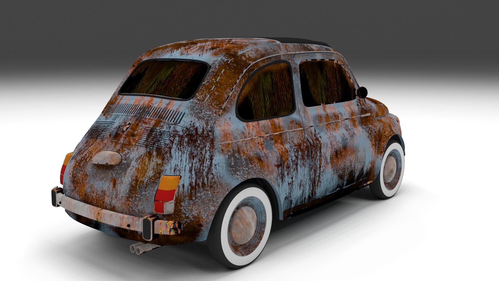 3d rusty 1957 fiat 500