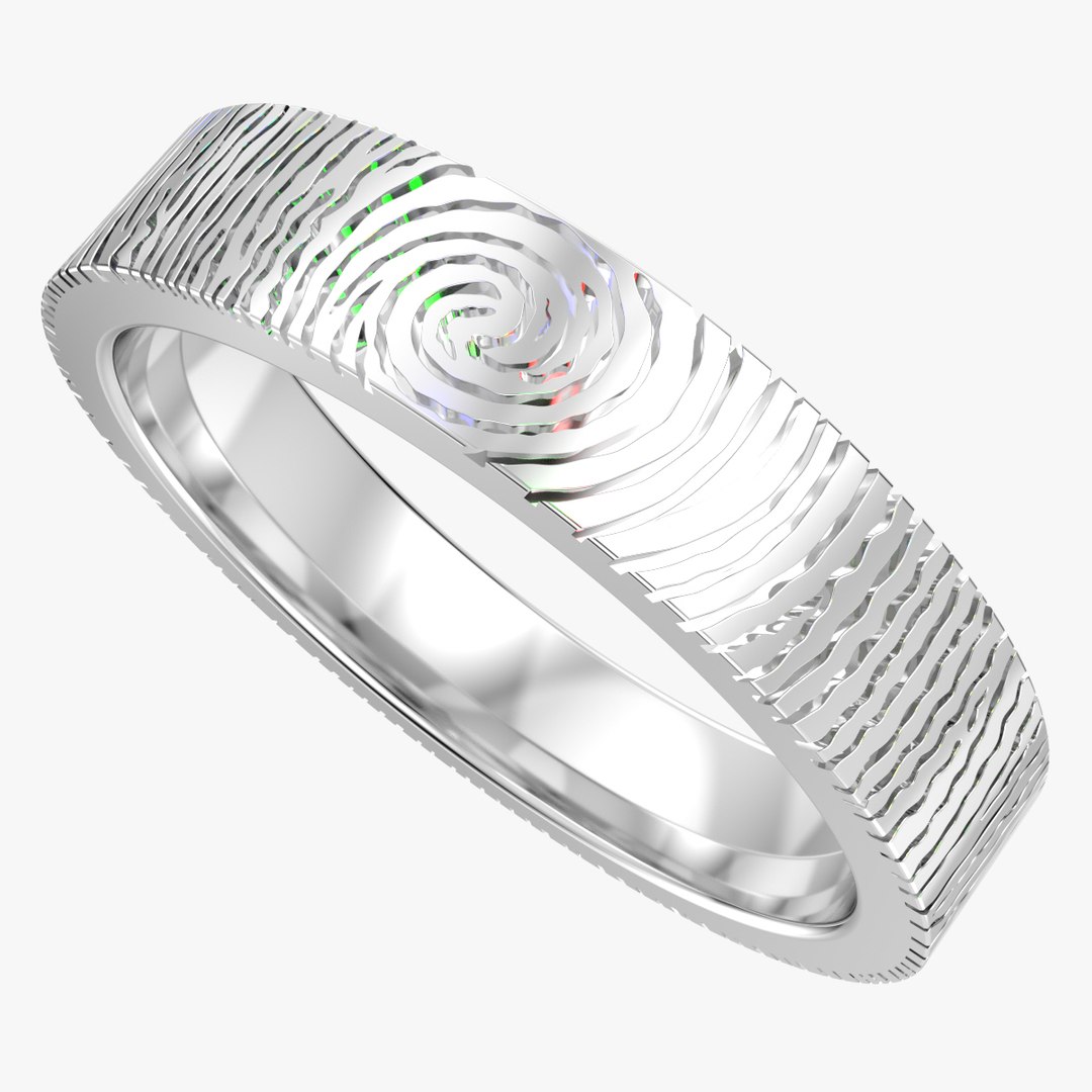 Wedding Set Rings Finger Print Styles CAD Design- CC125M 3D Model ...