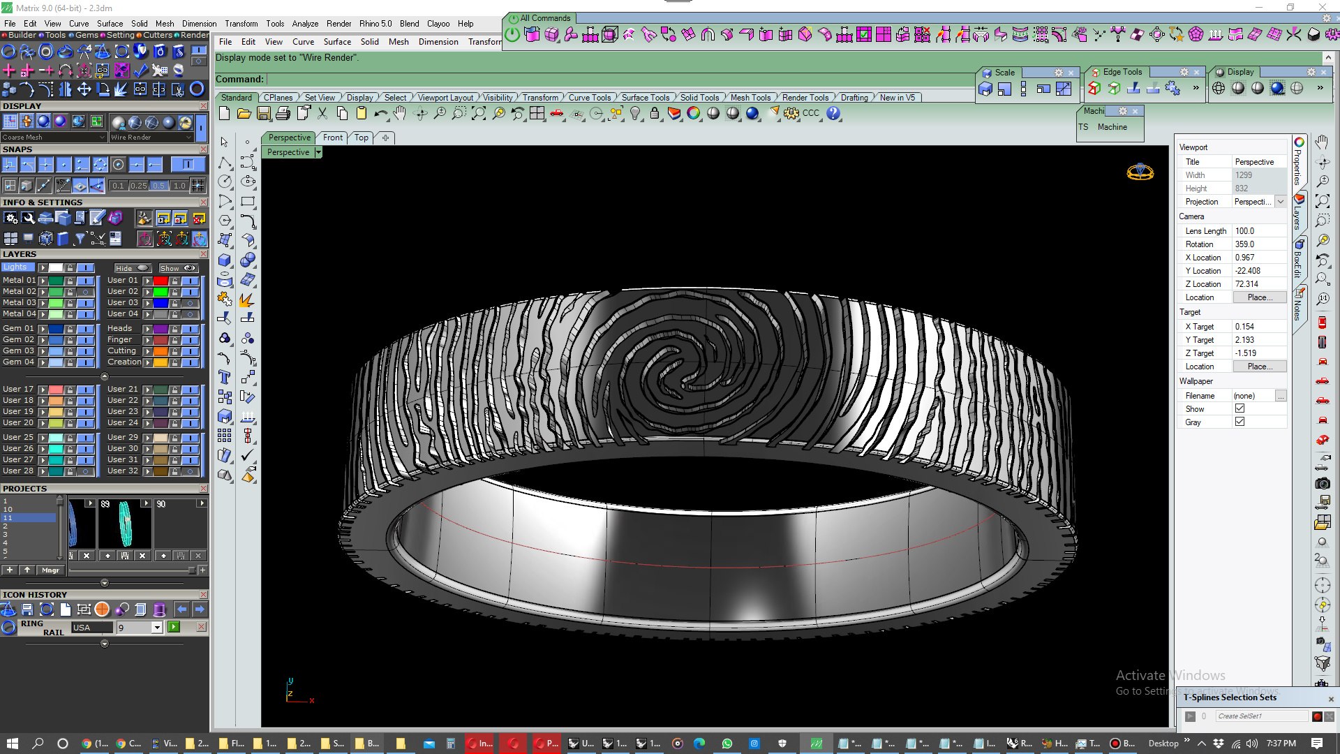 Wedding Set Rings Finger Print Styles CAD Design- CC125M 3D model ...