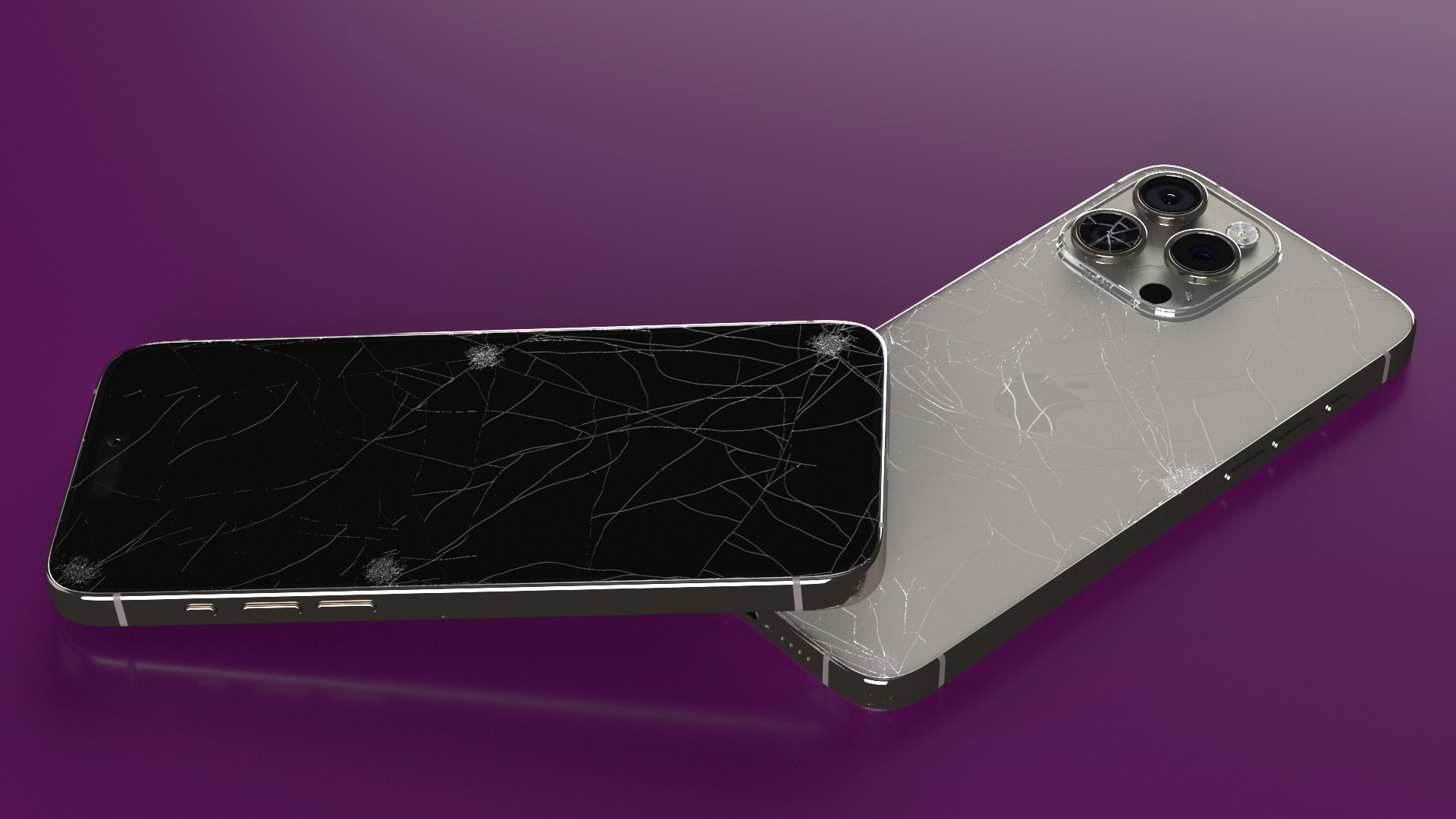 Natural Titanium IPhone 15 Pro Max Broken Glass Model - TurboSquid 2256887