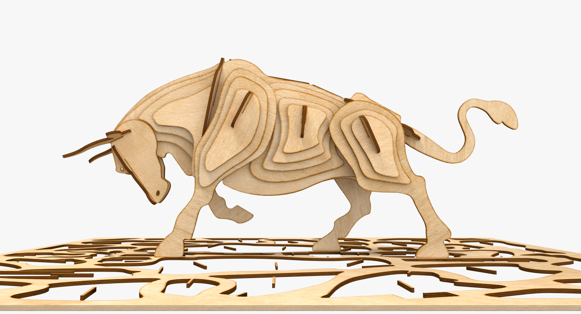 Bull laser cut animation 3D - TurboSquid 1296188